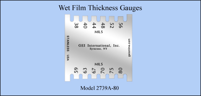 Stainless Steel Wet Film Thickness Mil Gauges, 38 Mils To 80 Mils ...