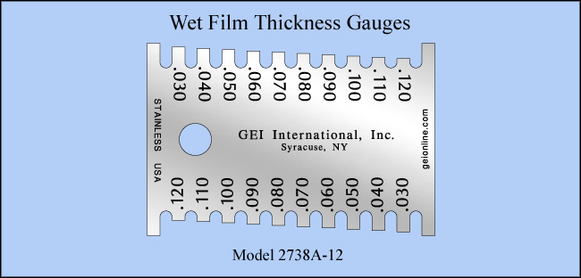 Stainless Steel Wet Film Thickness Mil Gauges, 30 Mils To 120 Mils ...